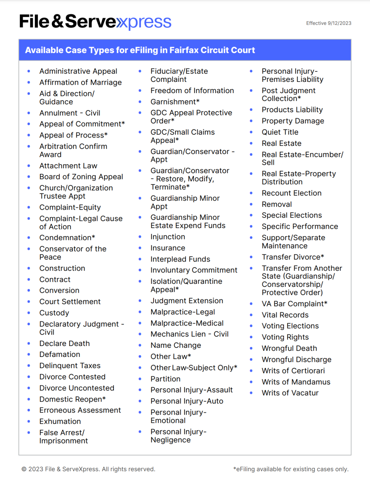 Fairfax, VA Circuit Court - File & ServeXpress